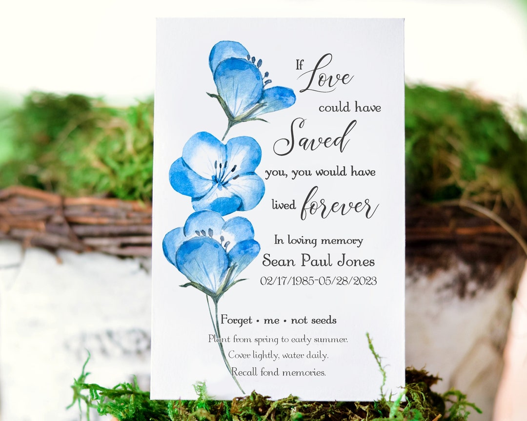 Forget-me-not Memorial Seed Packets • Funeral Favors for Guests ...