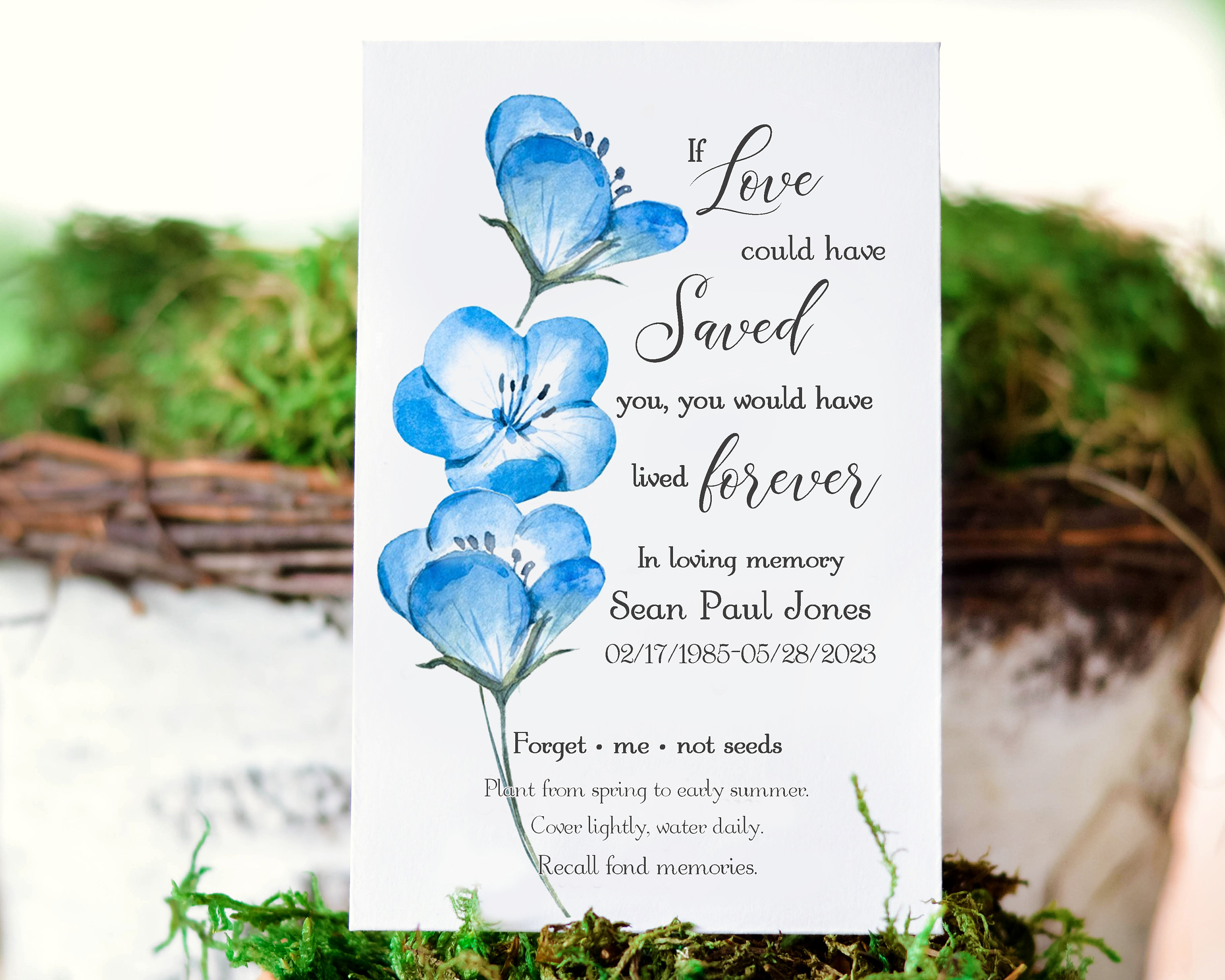 Forget-me-not Memorial Seed Packets • Personalized Funeral Favors for ...
