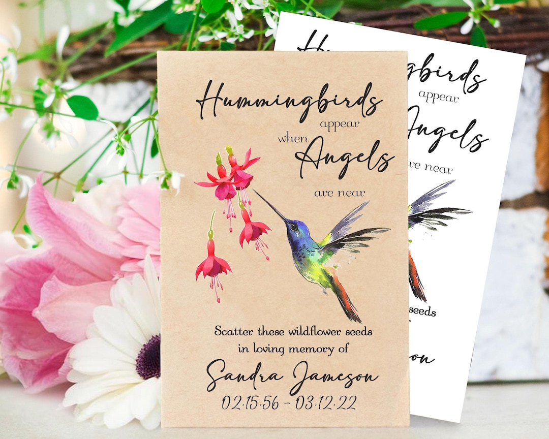 Memorial Wildflower Seed Packets, Hummingbird Funeral Favor ...
