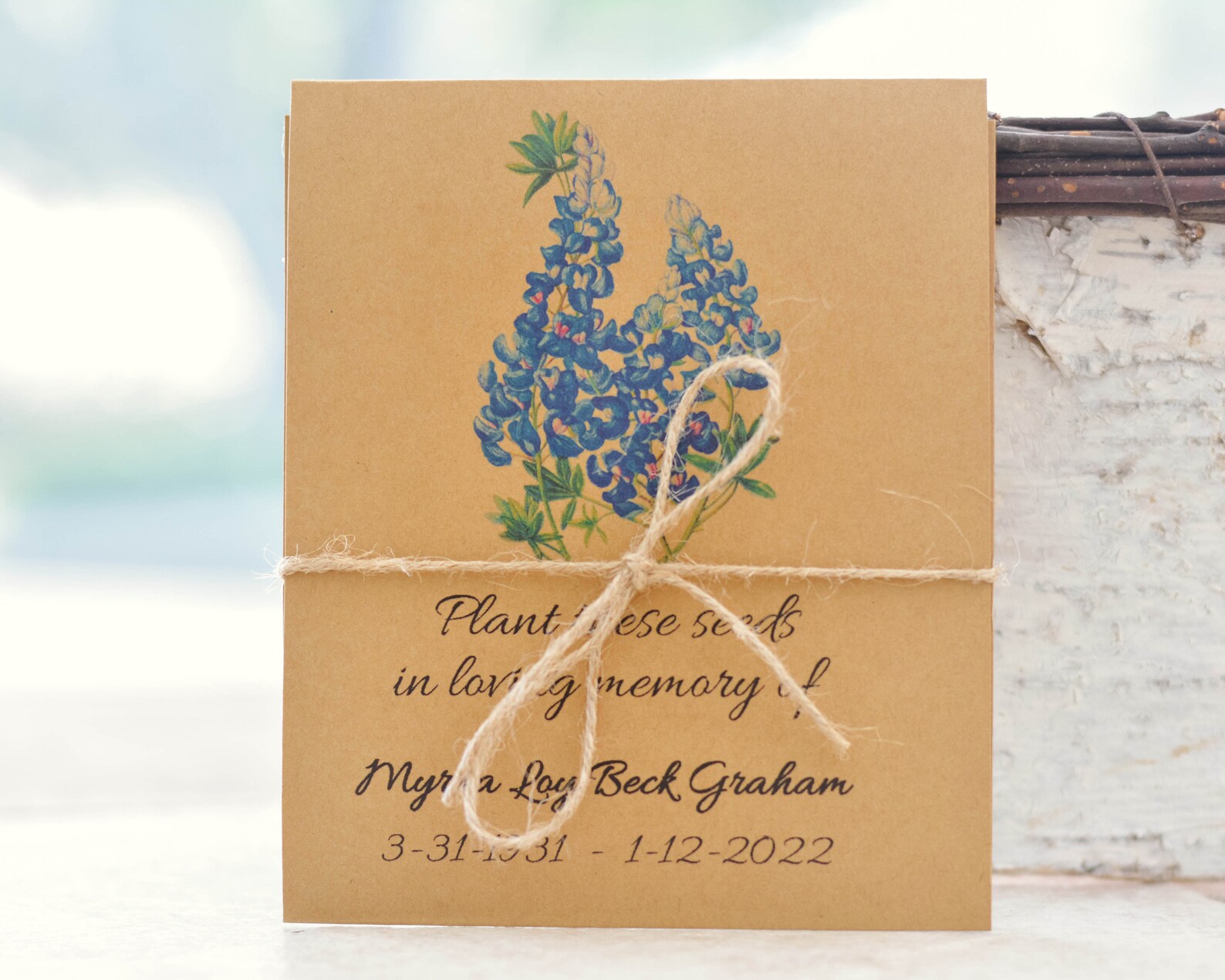 Texas Bluebonnet Memorial Seeds, in Loving Memory, Funeral Favor ...