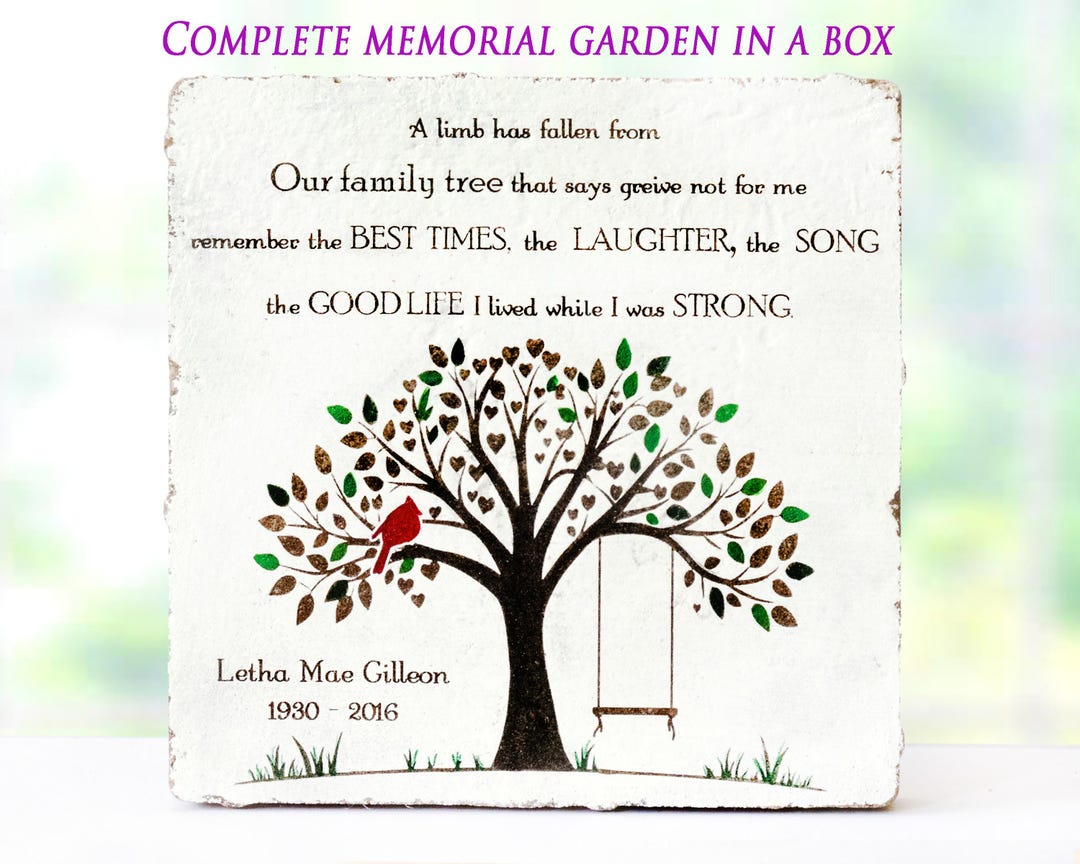 Personalized Laser Engraved Tree of Life Memorial Stone, Memory Garden ...