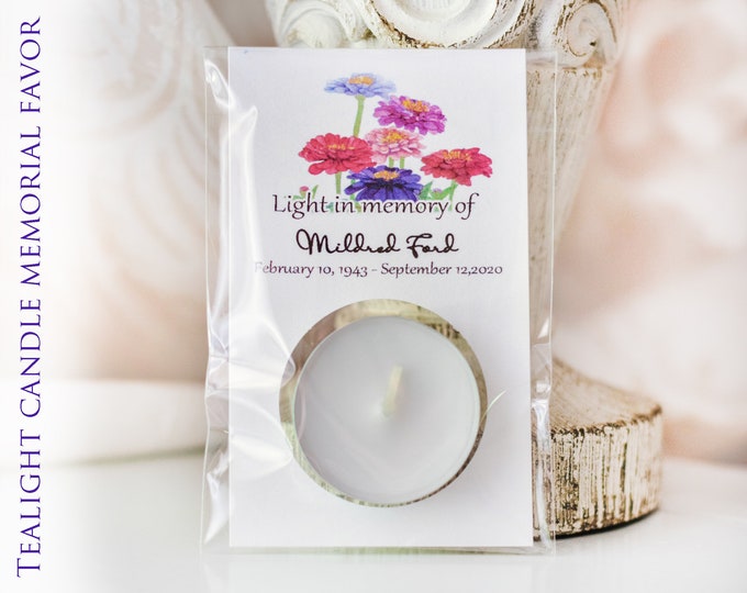 Memorial Service Gift Candles, Flower Memorial Candle, Personalized ...