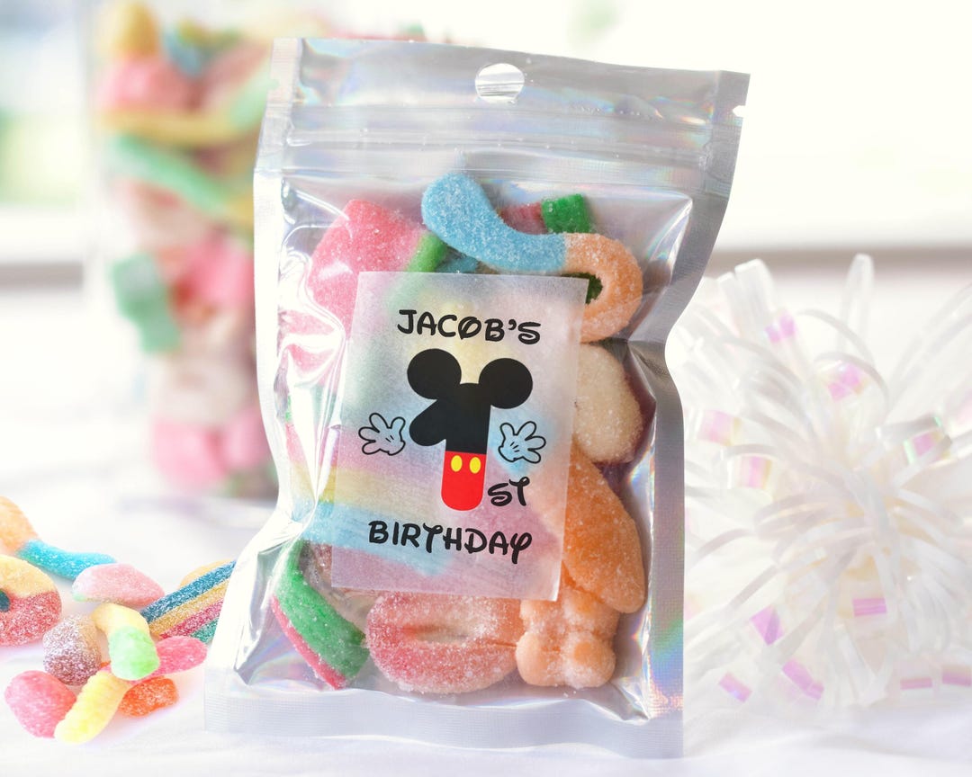 Mickey Gummy Candy Mini Pouches, Kids Birthday Party Favors, Thank You ...