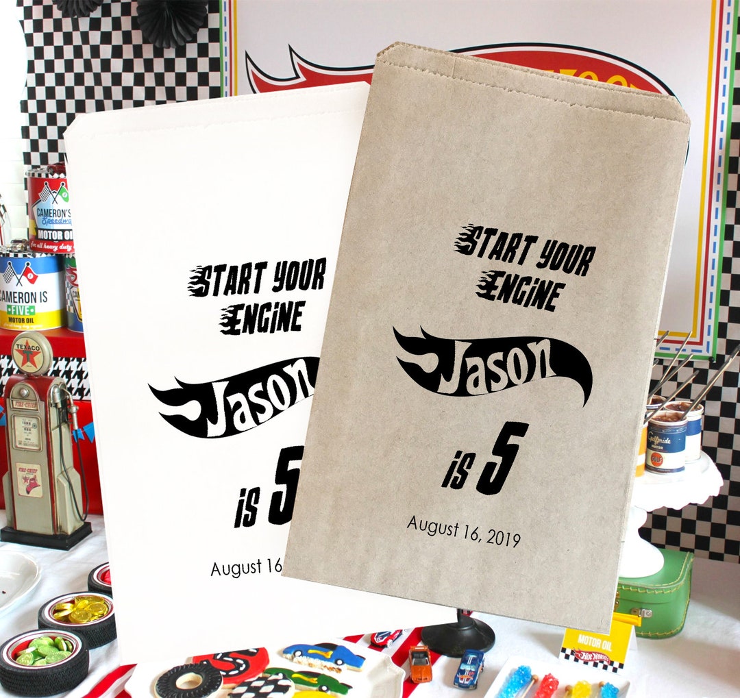 Hot Wheels Birthday Treat Bag, Hot Wheels Favor Bag, Kraft Favor Bag ...