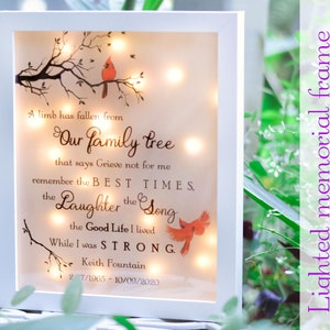 Sympathy Gift, Memorial Gift, Lighted Cardinal Memorial Frame, Keepsake ...