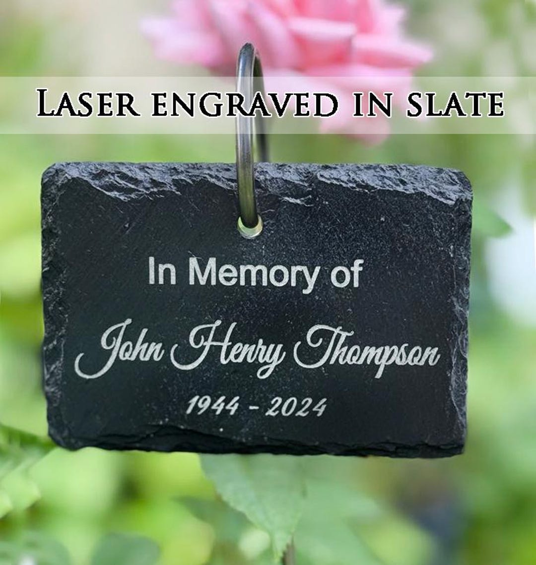 Laser Engraved Slate Plant Marker, Custom Memorial Garden Marker ...