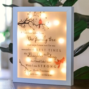 Sympathy Gift, Memorial Gift, Lighted Cardinal Memorial Frame, Keepsake ...