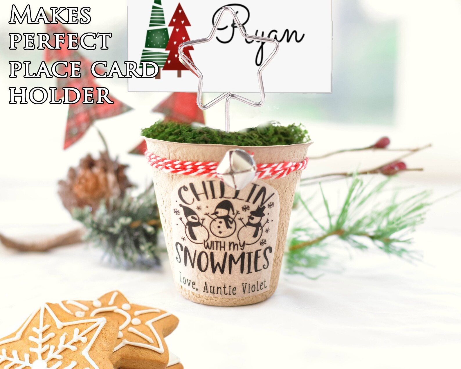 Holiday Snowmies Peat Pot Snack Holder Table Name Card - Etsy