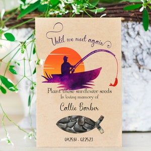 Fishing Memorial Gift, Funeral Seed Pack, Sunflower Seed Packs ...