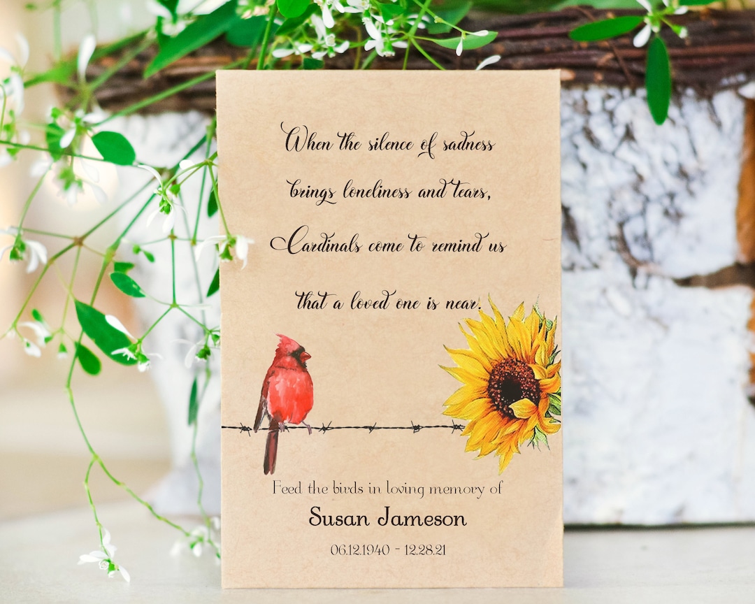 Cardinal, Celebration of Life, Memorial Keepsake, Funeral Favor, Bird ...