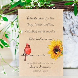 Cardinal, Celebration of Life, Memorial Keepsake, Funeral Favor, Bird ...