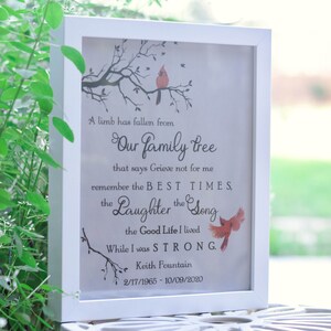 Sympathy Gift, Memorial Gift, Lighted Cardinal Memorial Frame, Keepsake ...