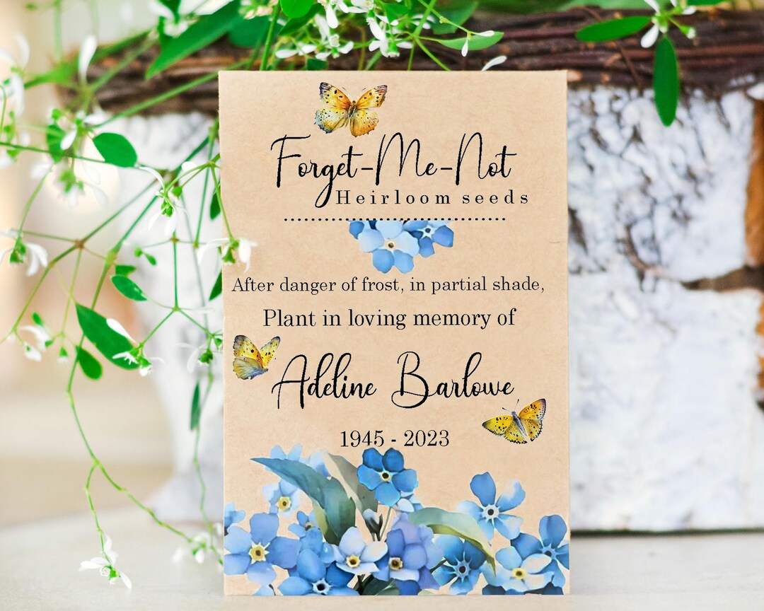 Forget Me Not Seeds, Funeral Favor, Memorial Seed Packet, Celebration ...