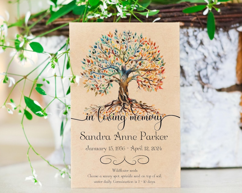 Tree of Life Memorial Wildflower Seed Packets: Personalized Funeral ...