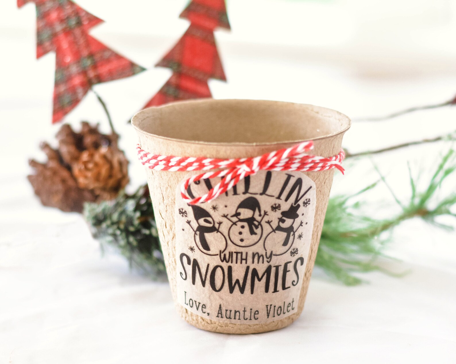 Holiday Snowmies Peat Pot Snack Holder Table Name Card - Etsy