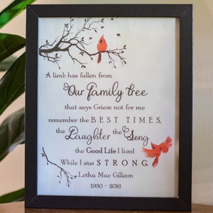Sympathy Gift, Memorial Gift, Lighted Cardinal Memorial Frame, Keepsake ...