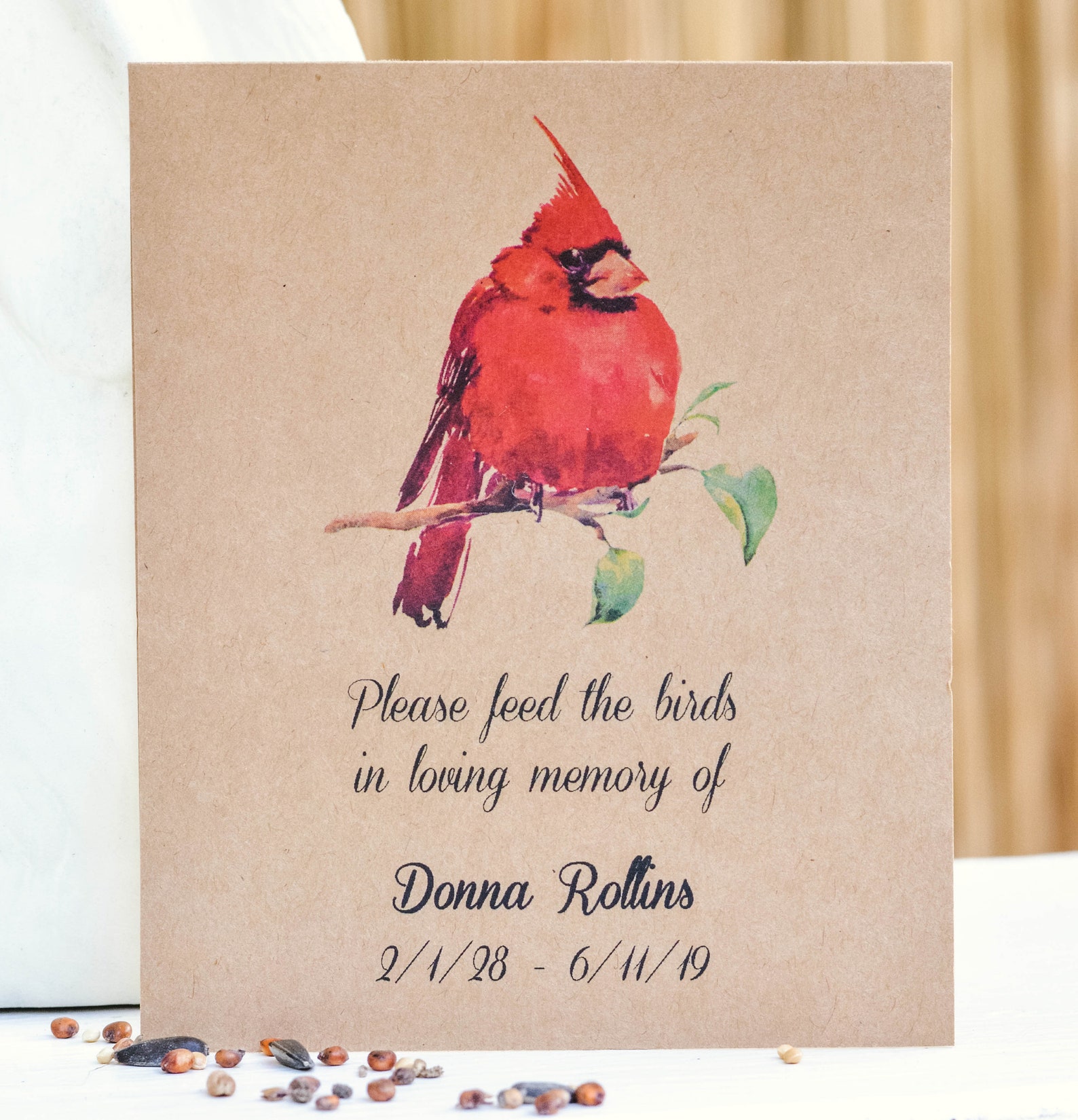 Cardinal Memorial Seed Pack Funeral Bird Seed Pack - Etsy