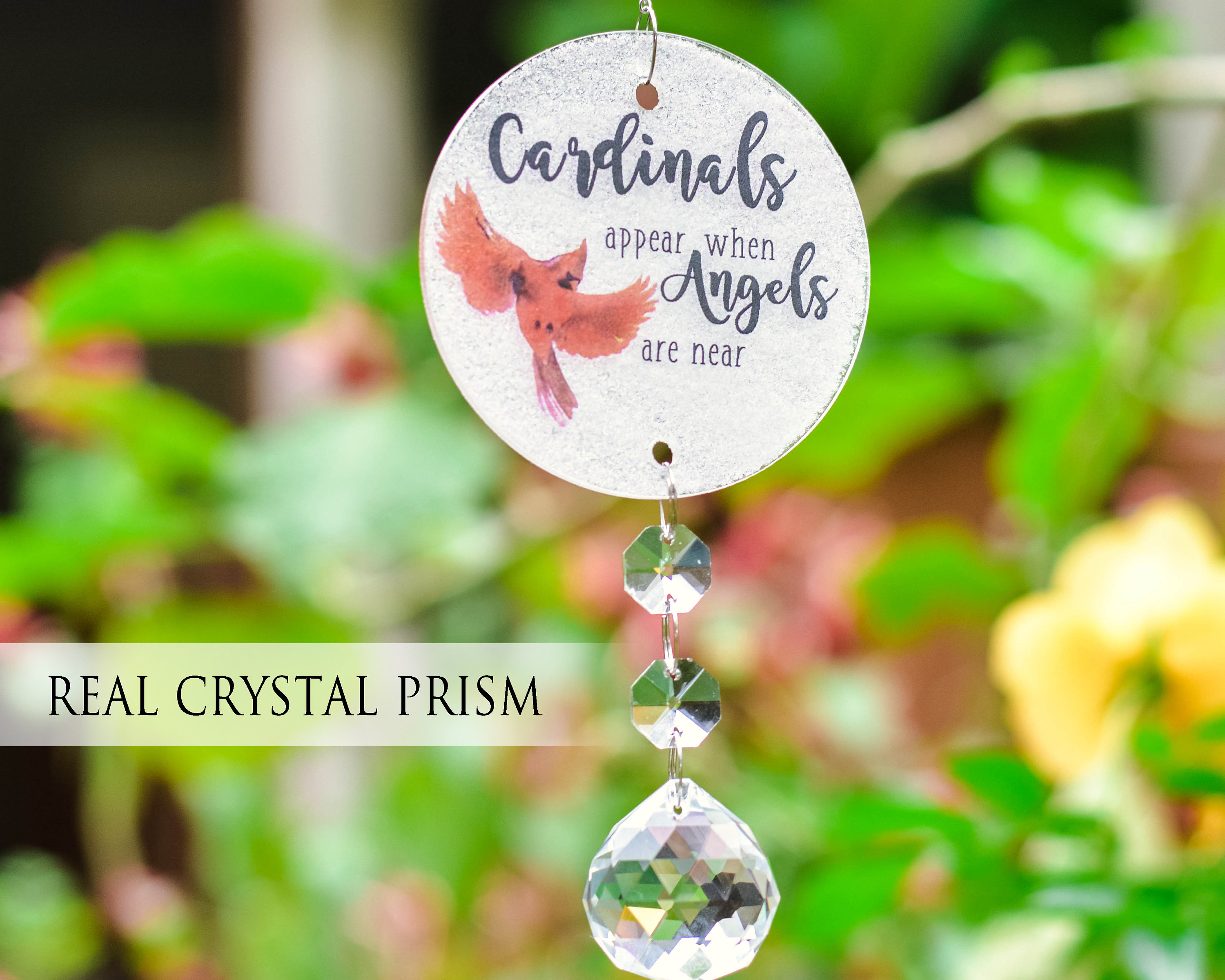 Cardinal crystal suncatcher sympathy gift garden prism | Etsy