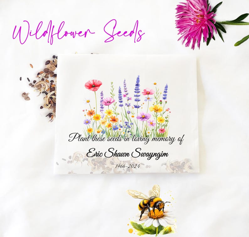 Custom Memorial Seed Packet Favor: Personalized Wildflower Remembrance ...
