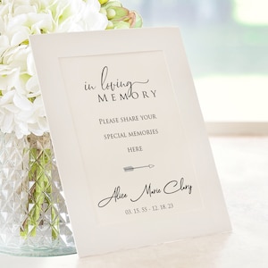 Memorial Table Sign Set, Personalized for Funeral or Celebration of ...