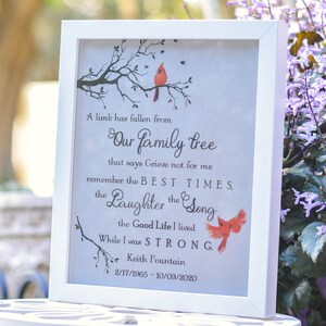 Sympathy Gift, Memorial Gift, Lighted Cardinal Memorial Frame, Keepsake ...