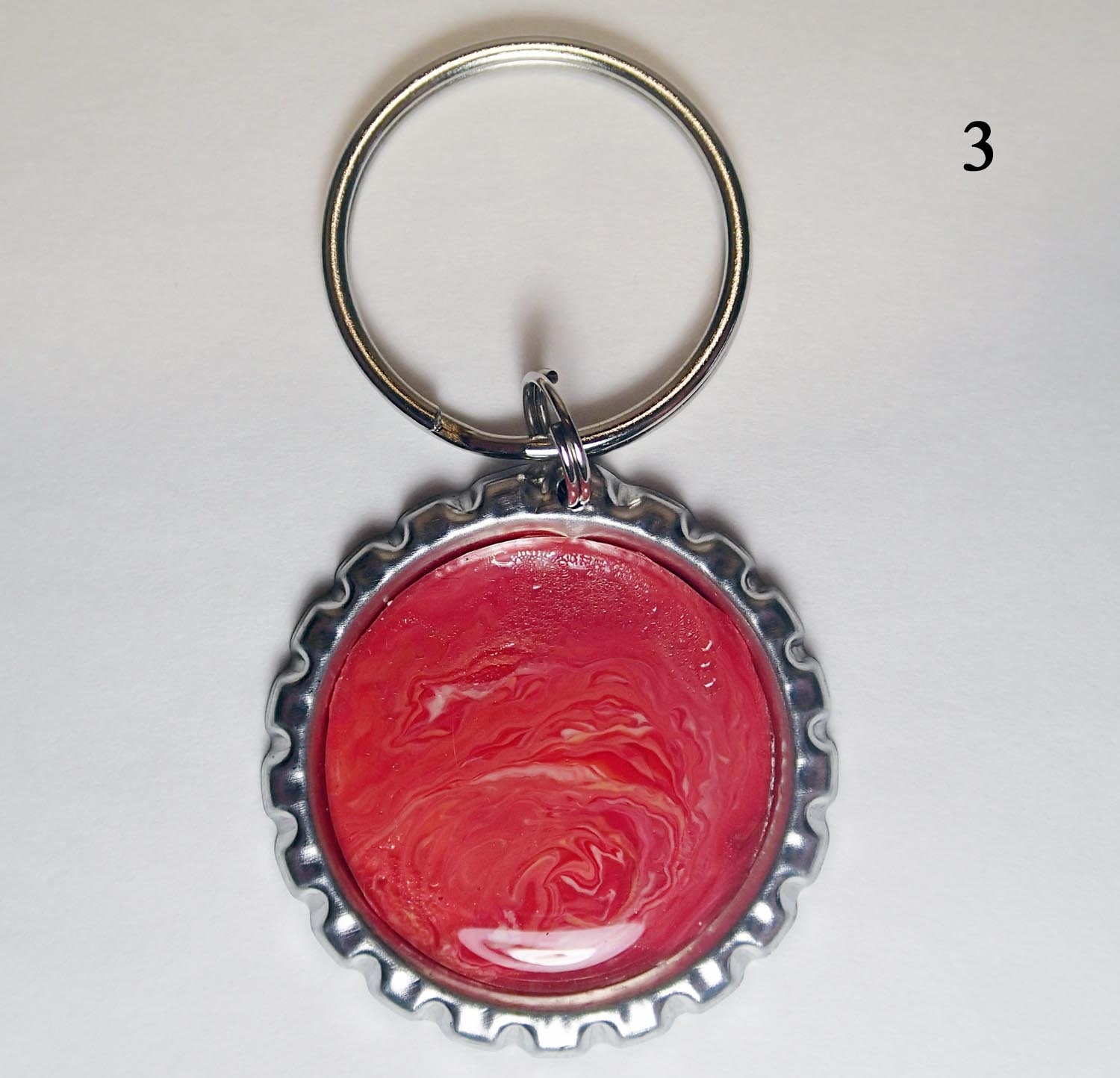 Keychain Acrylic Paint Pour Flattened Bottle Cap Colorful Key Chain ...