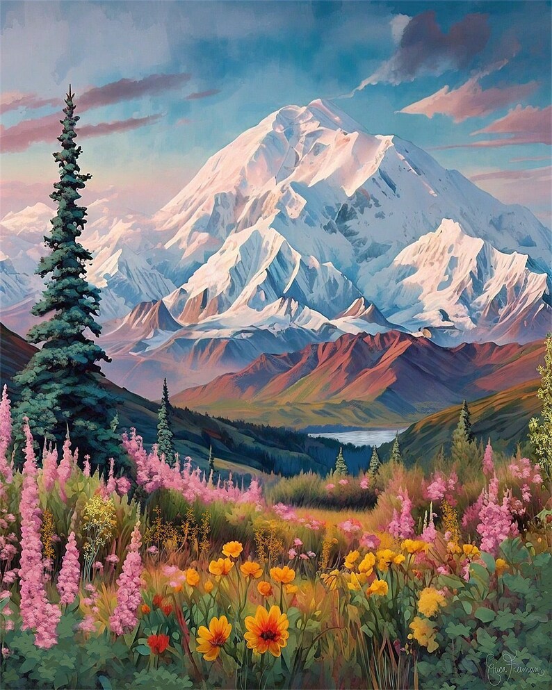 Denali Wildflower Fields Forever, Wall Art Digital Download Print ...
