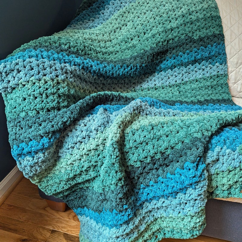 Ocean Chunky Knit Throw - Etsy