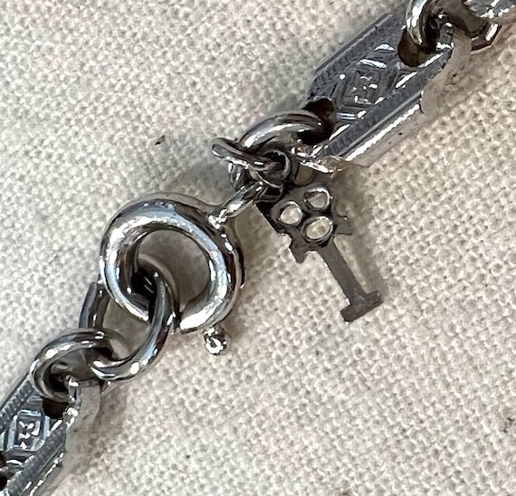 Crown Trifari Extra Long Ornate Flat Link Chain Neckl… - Gem