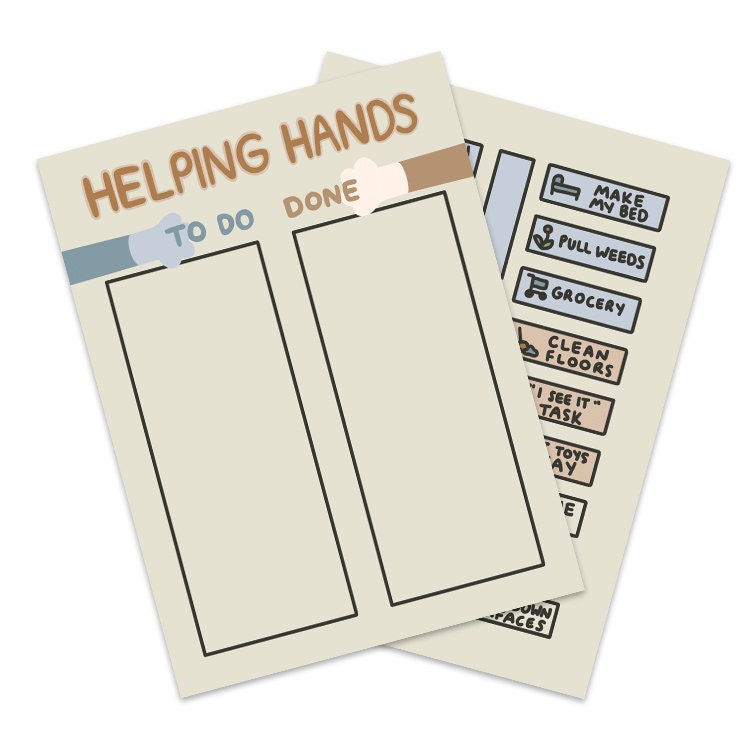 Kids Chore Chart Helping Hands Printable Digital Download - Etsy