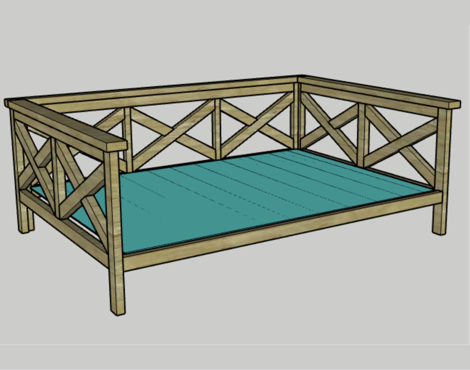 DIY Full Size Daybed - Printable PDF Woodworking Plans, Build Plans ...