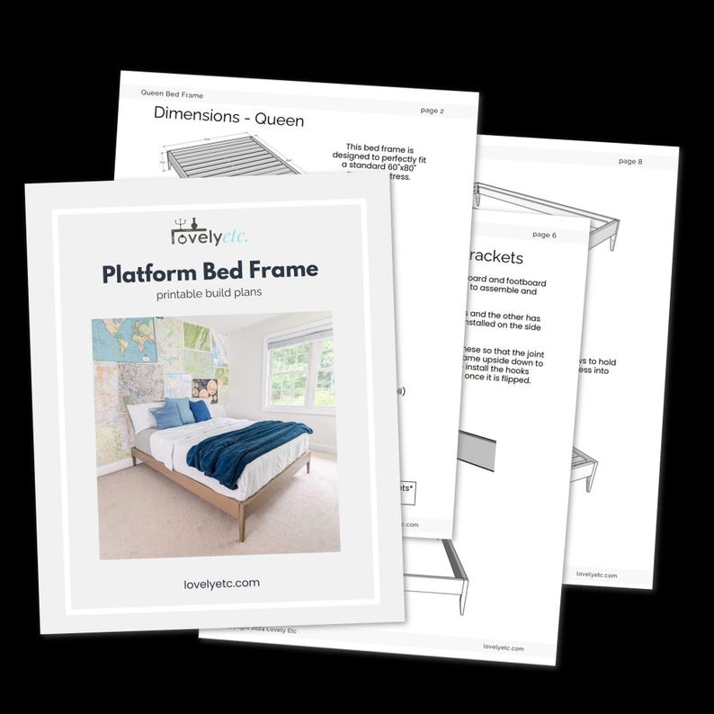 DIY Full Size Bed Frame - Printable PDF Woodworking Plans, Build Plans ...