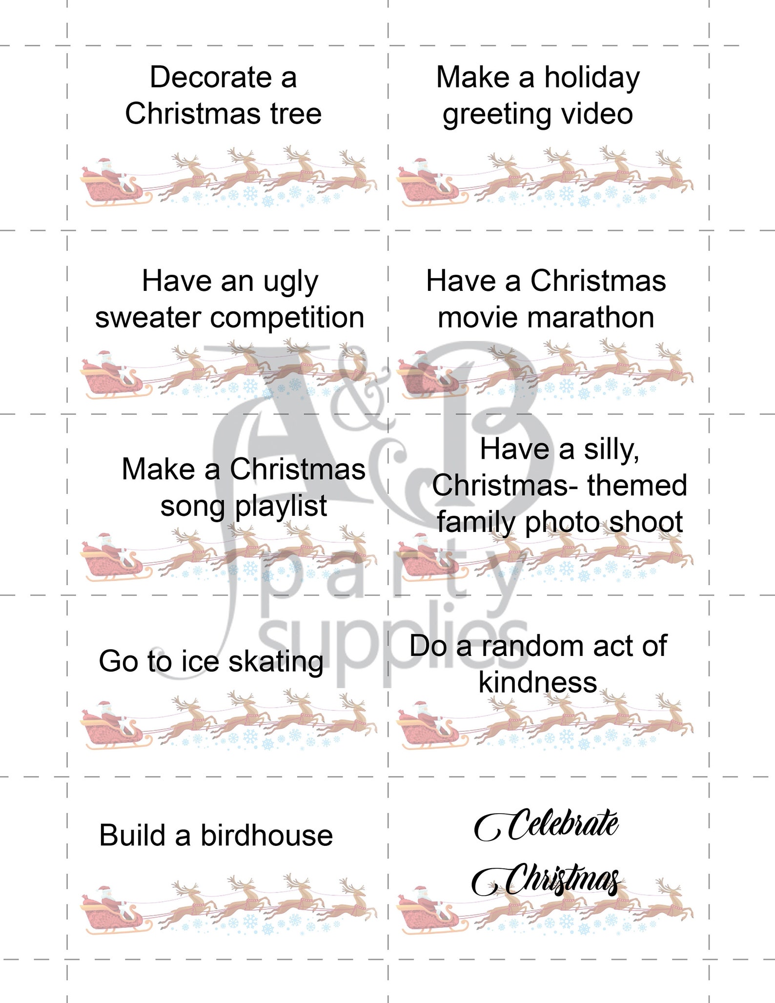 Digital Christmas Advent Calendar Cards Digital Download | Etsy