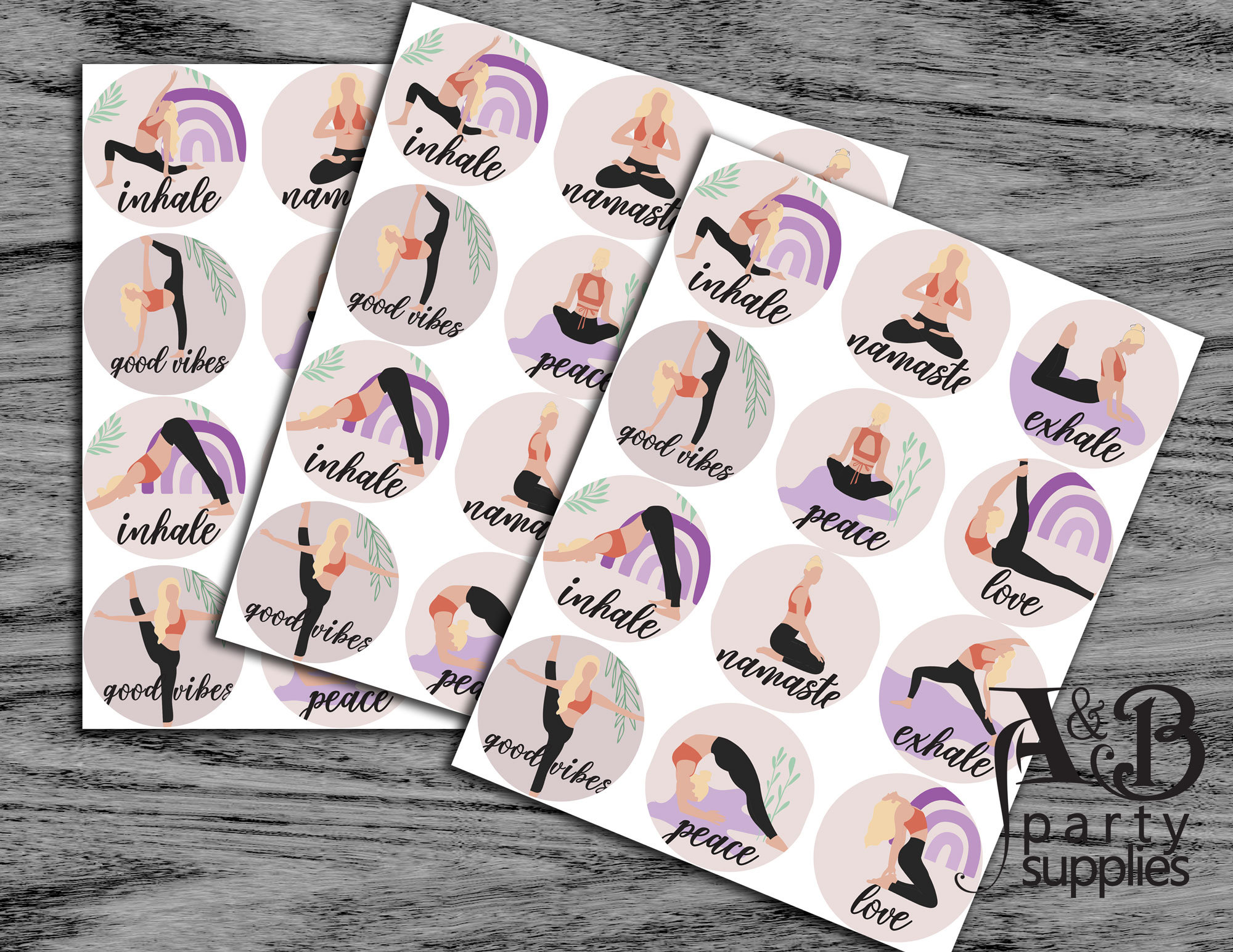 Yoga Stickers, Yoga Sticker Sheet, Encouragement Inspirational Stickers ...
