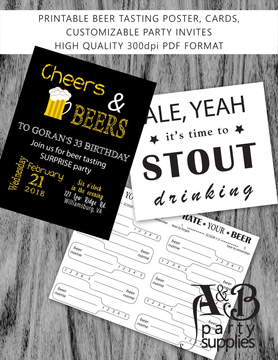Beer Tasting Birthday Party Package Printable, Beer Tasting Theme Party ...