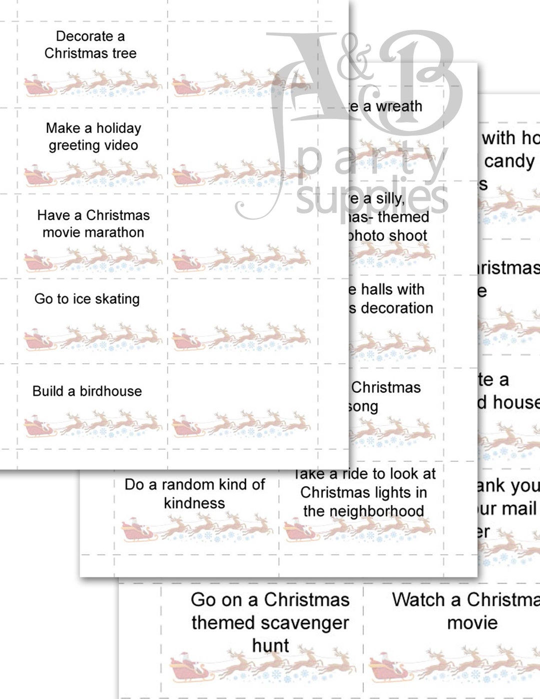 Digital Christmas Advent Calendar Cards, Digital Download, Christmas ...