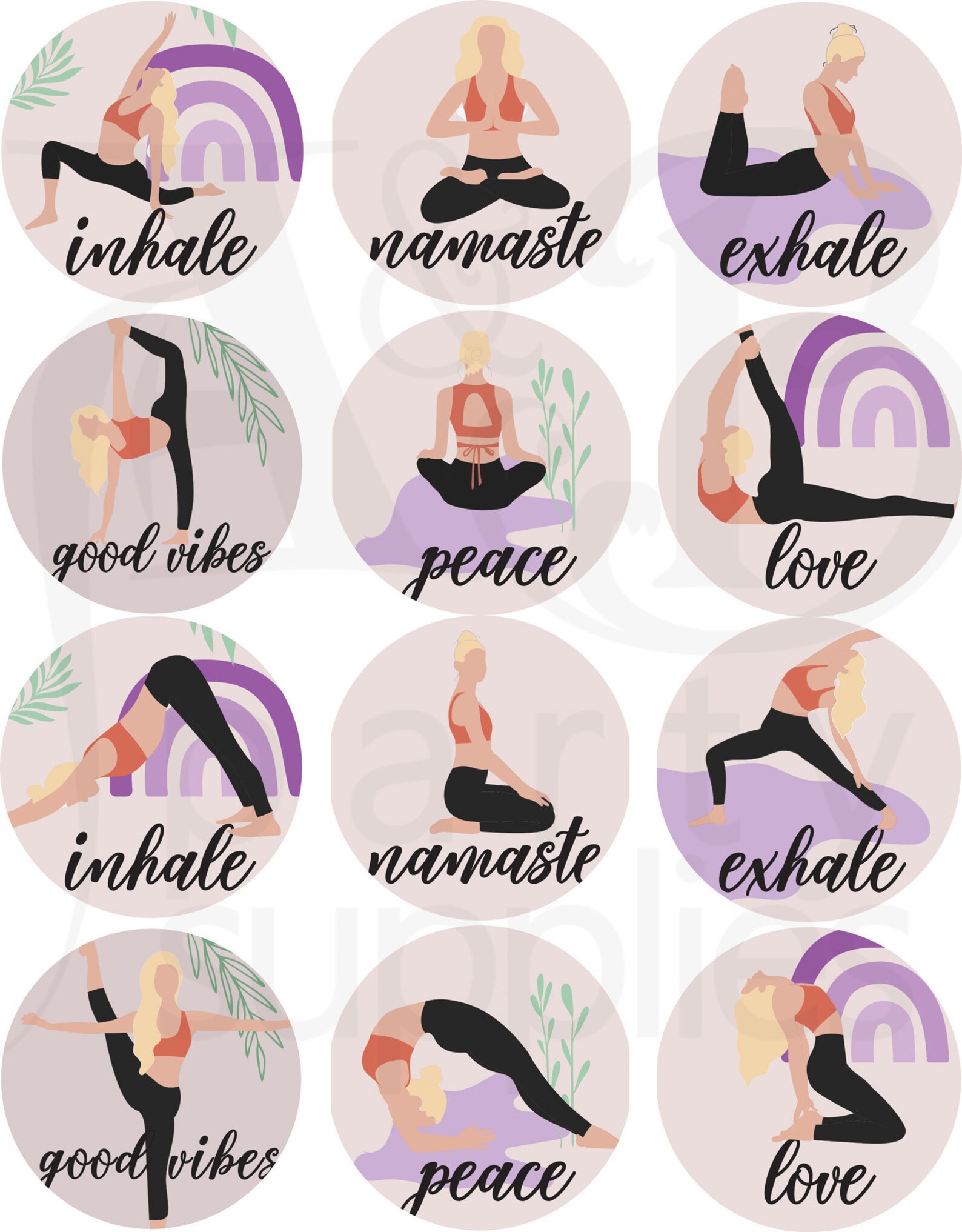 Yoga Sticker, Yoga Sticker Sheet, Inspiration Sticker, Journal Sticker ...