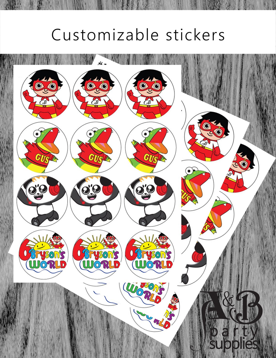 RYAN'S WORLD custom stickers Ryan's World Birthday | Etsy