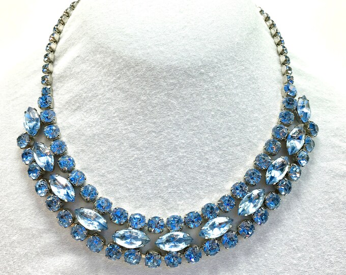 Adorable Ice Blue Rhinestone Necklace - Etsy
