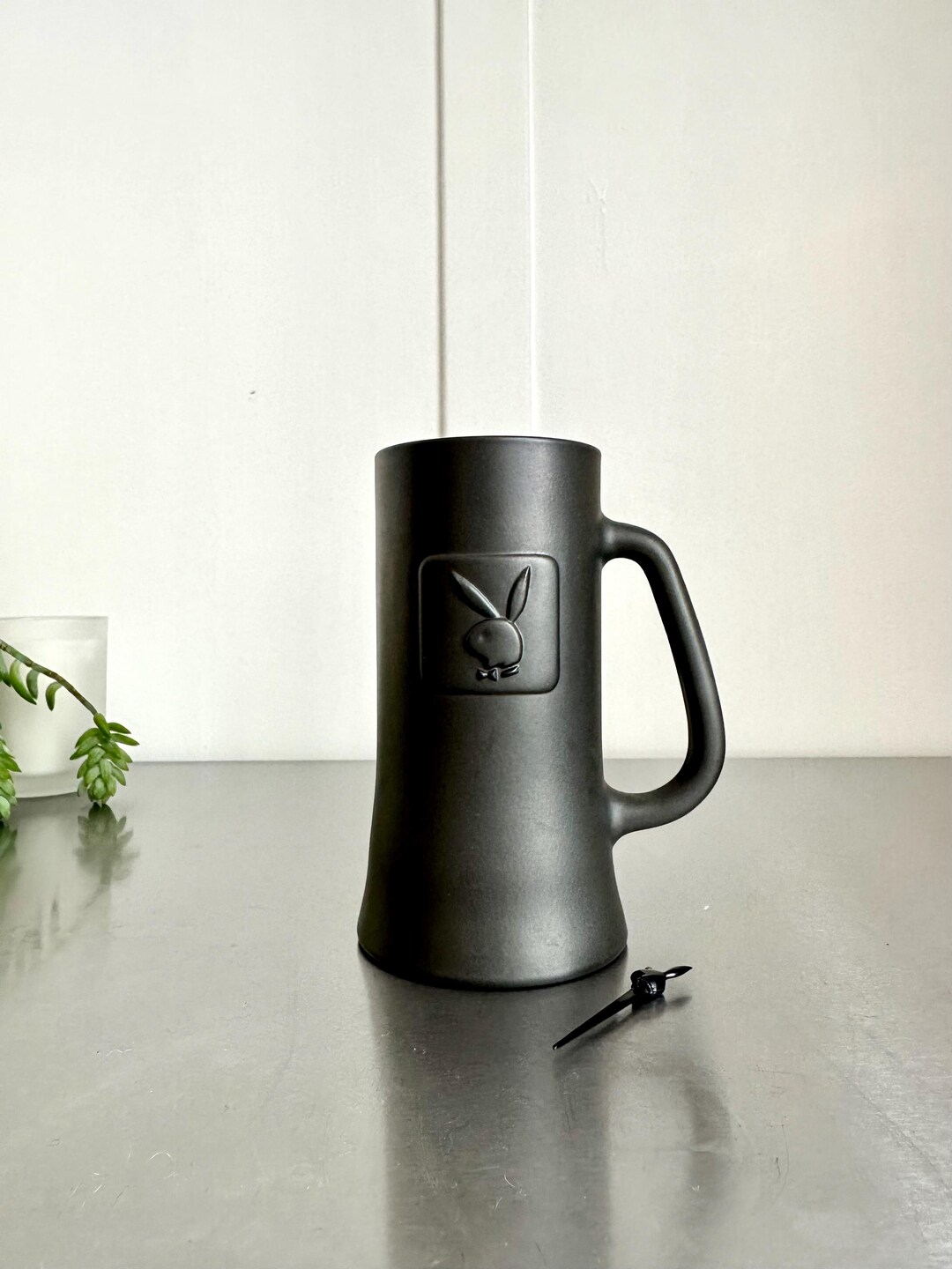 1970s Playboy Bunny Raised Logo Gunmetal Grey Beers Glass or Mug - Etsy