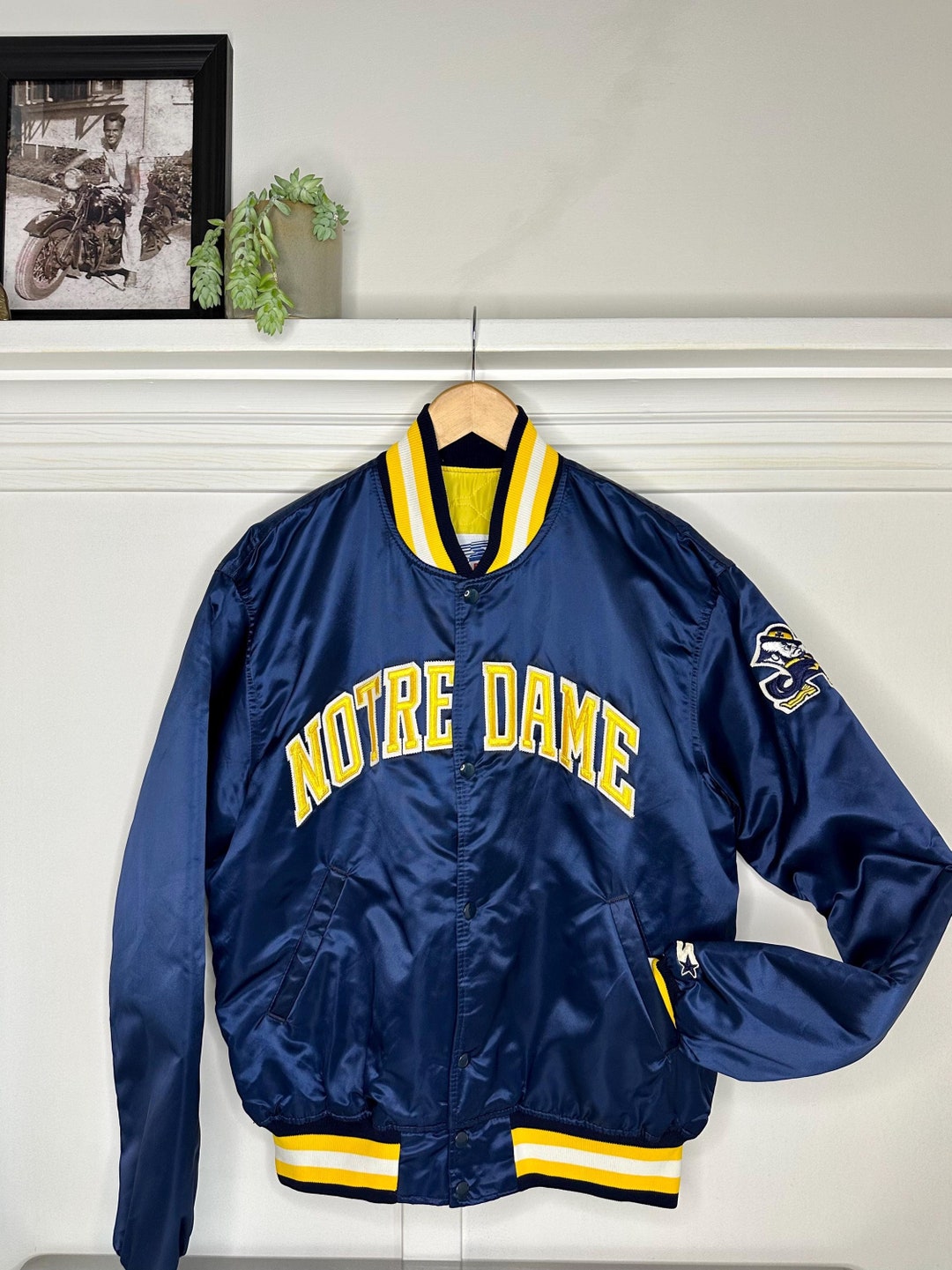 Vintage Notre Dame Satin Starter Bomber Jacket XL Made in USA - Etsy