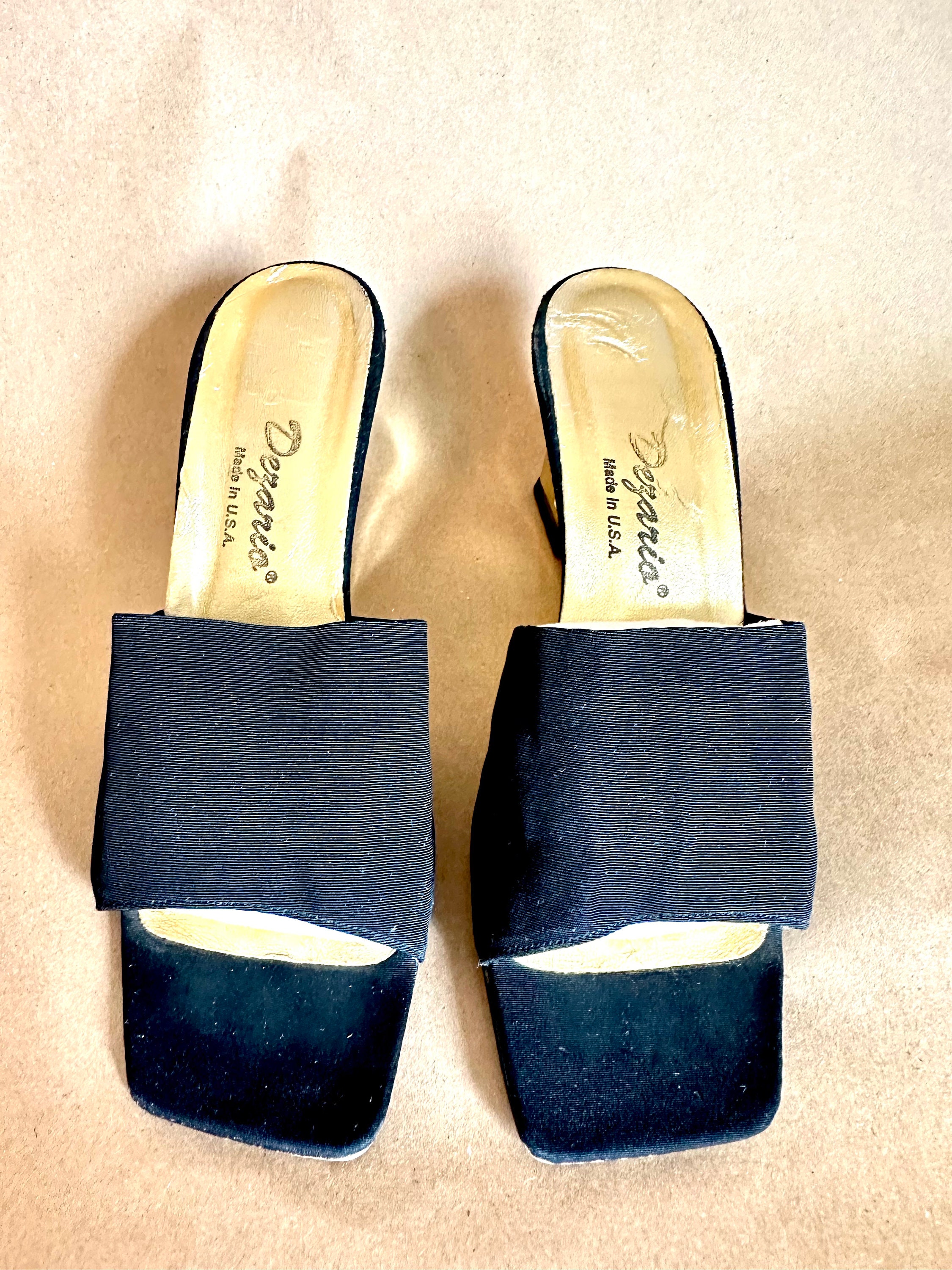 70s/80s Vintage Black/gold Dezario Slides - Etsy