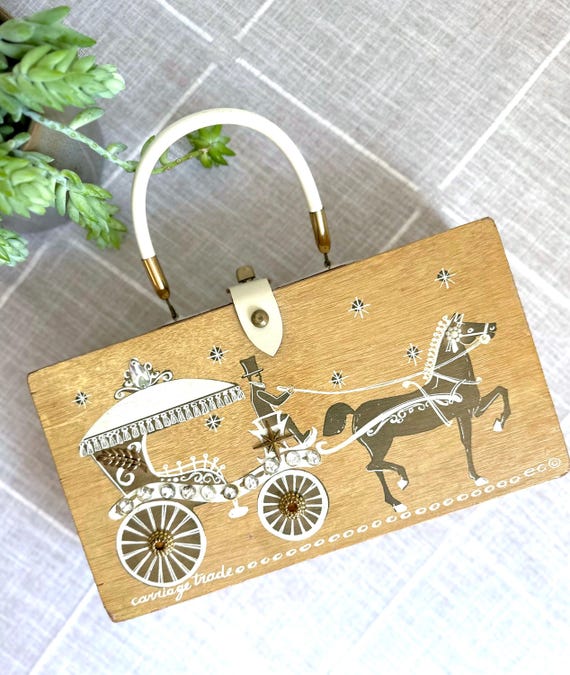 1962 Enid Collins Carriage Trade Wooden Box Bag - Gem