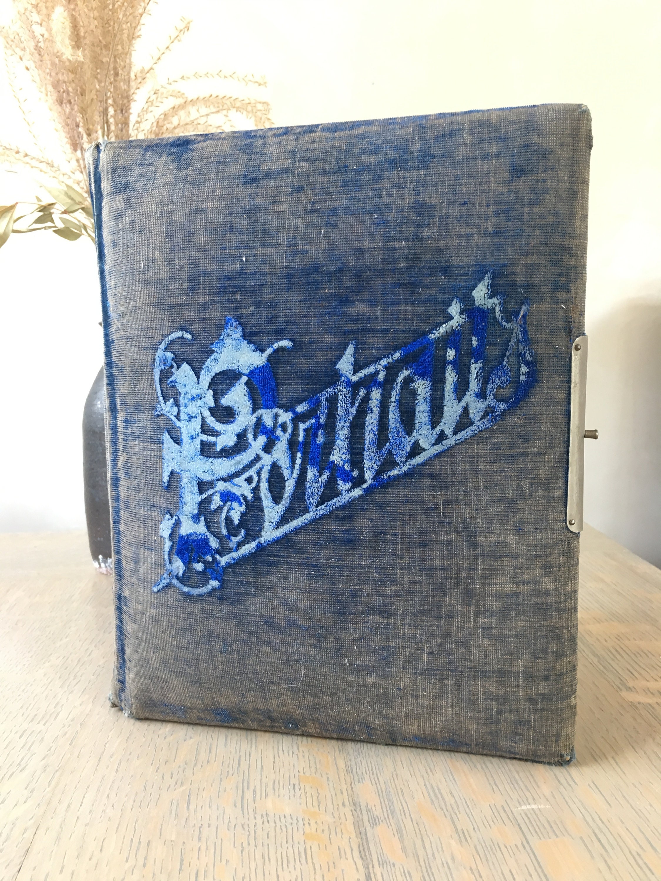 Antique Blue Velvet Portrait Photo Album - Etsy