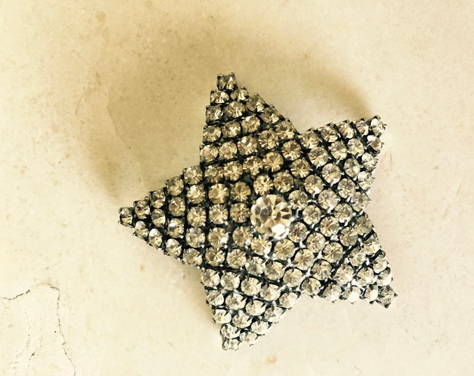 Domed Rhinestone Star Brooch - Etsy