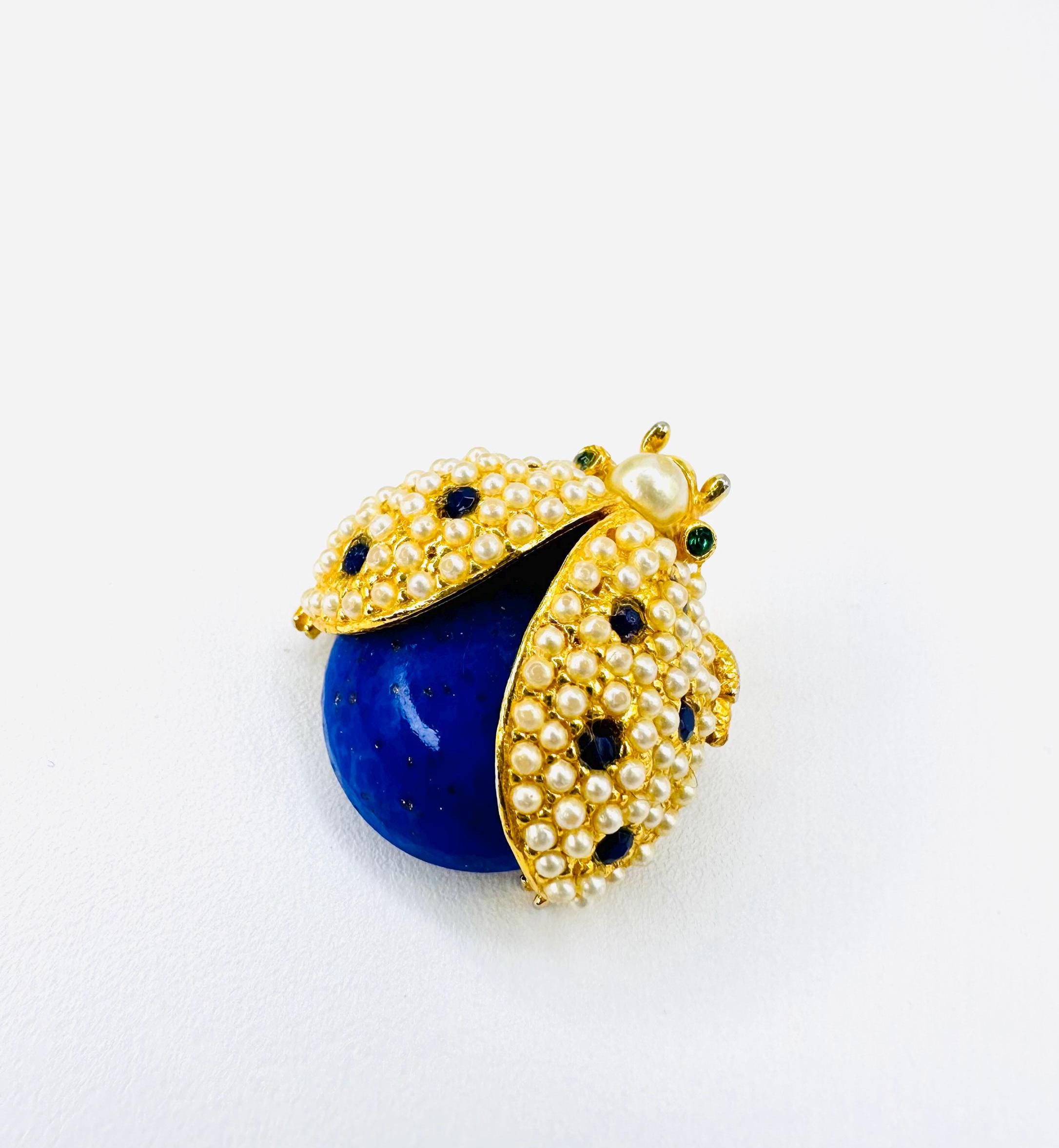 1960s Hattie Carnegie Lapis Scarab Beetle Brooch, Signed, Rare, - Etsy