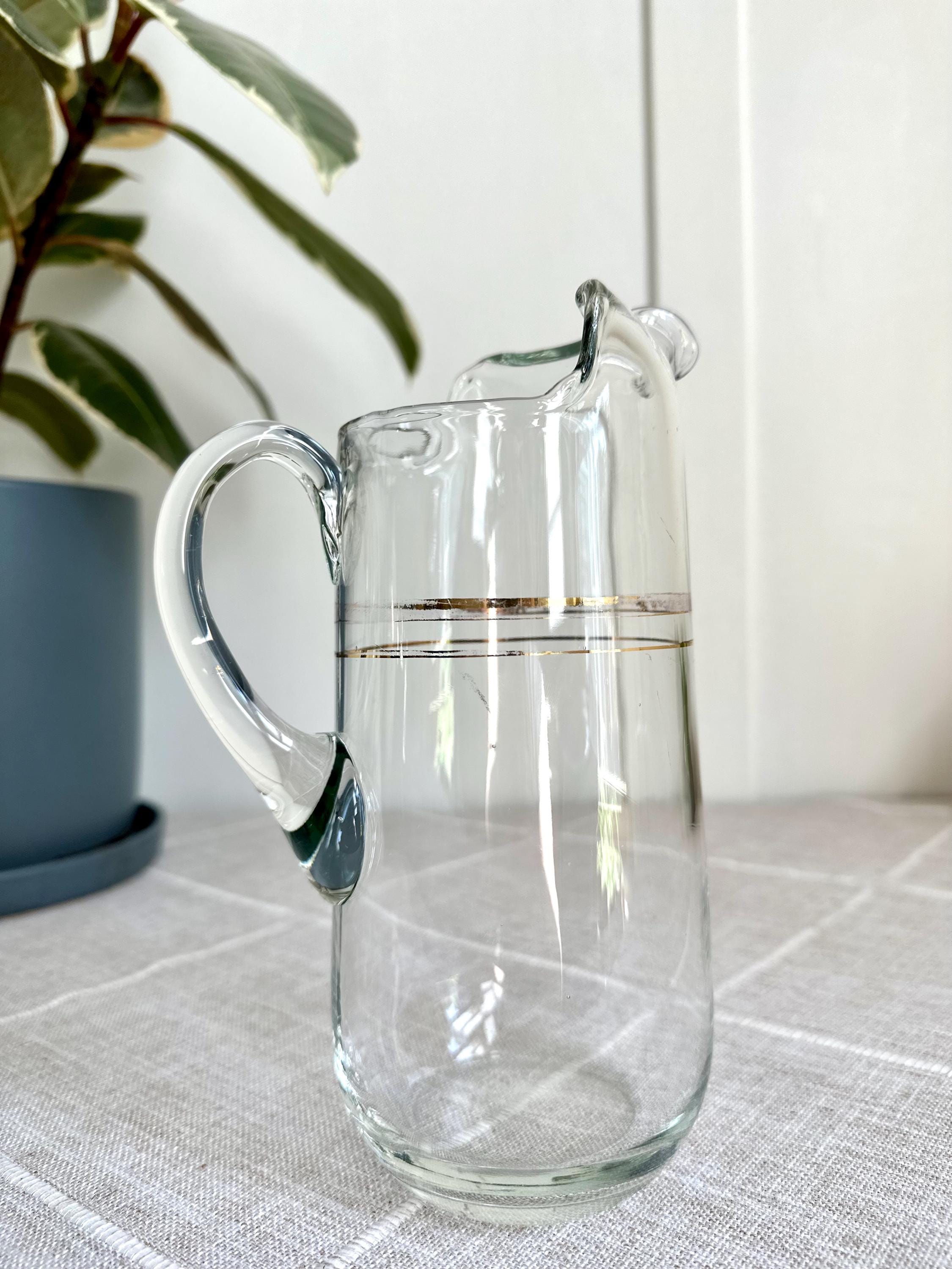 Vintage Glass Pitcher With Gold Trim, Unmarked - Etsy