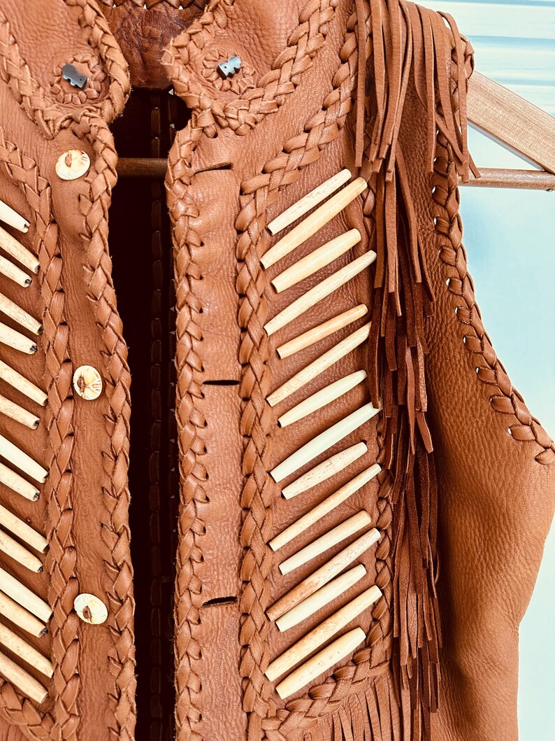 1970s Mahopa Fringe Leather Vest, Handmade - Etsy