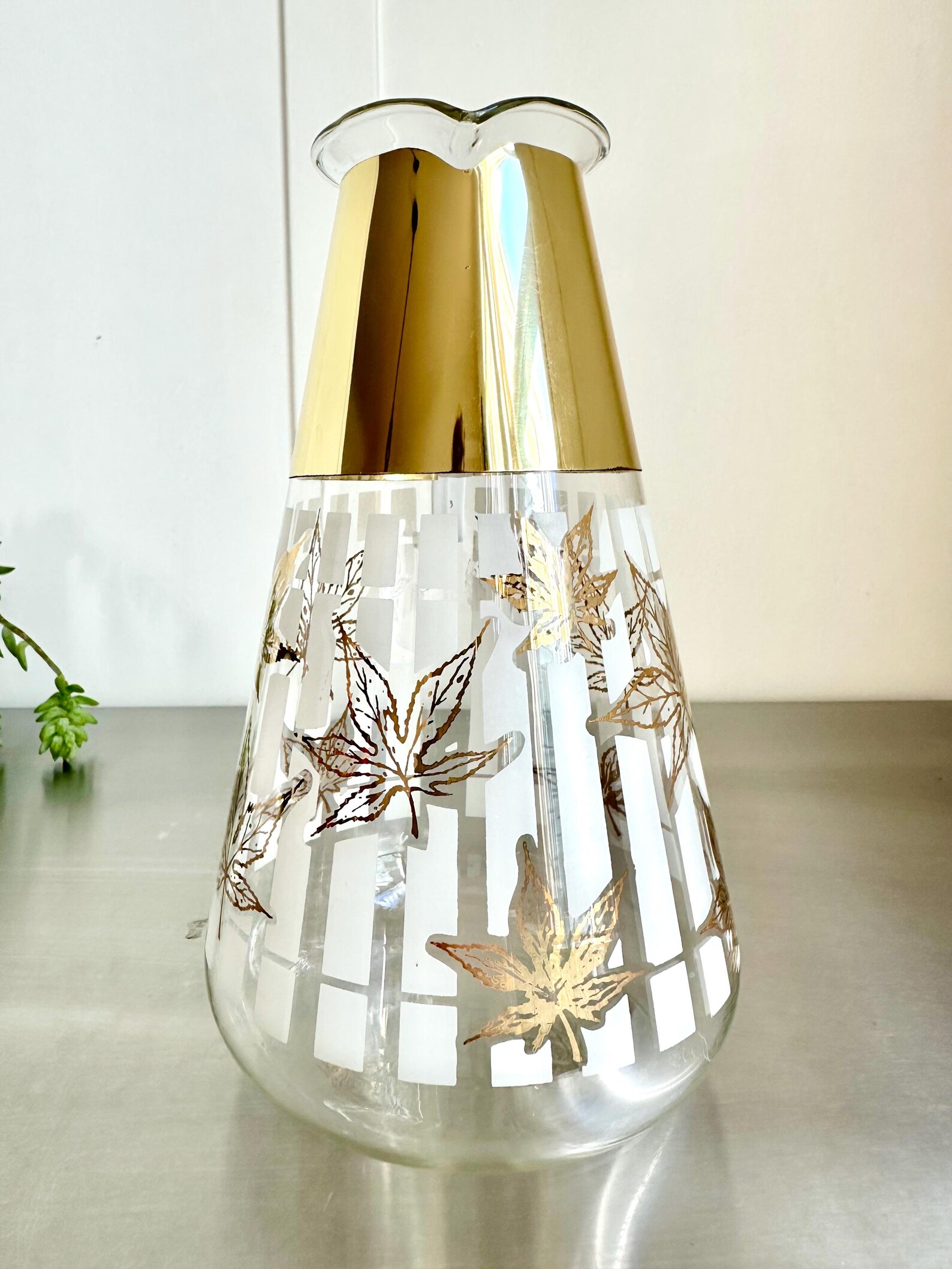 Vintage Mid Century Fred Press Glass Coffee Carafe - Maple Leaf Design ...