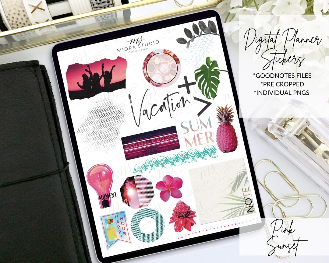 Vacation Summer Digital Planner Stickers/goodnotes and Pre-cropped PNG ...